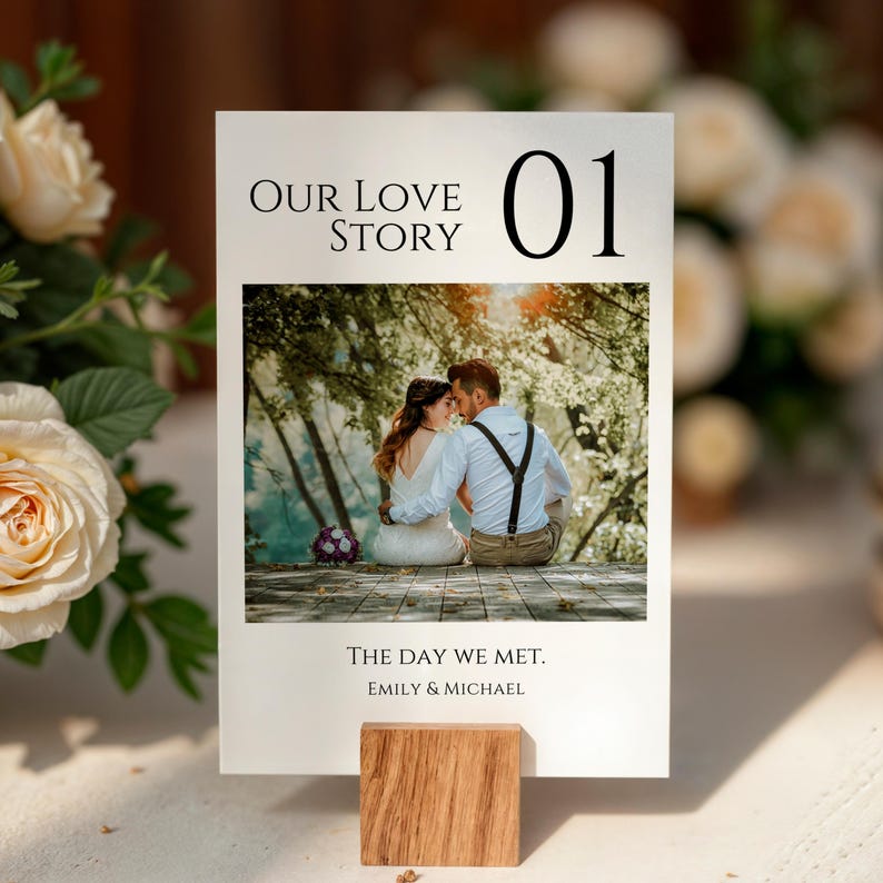 Table Numbers Wedding Template With Photos Printable Table Cards Custom ...