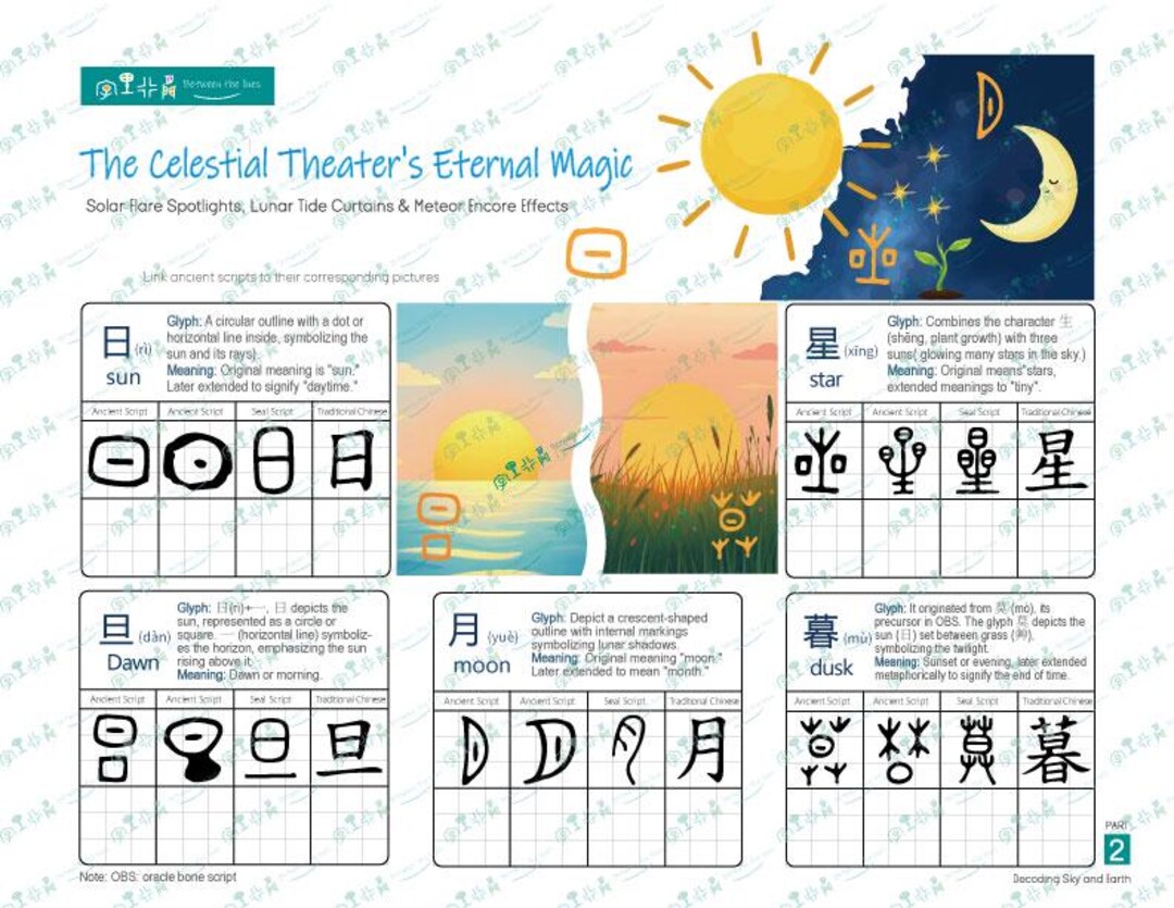 Ancient Chinese Hanzi Worksheet: Decoding Sky and Earth | Printable PDF ...