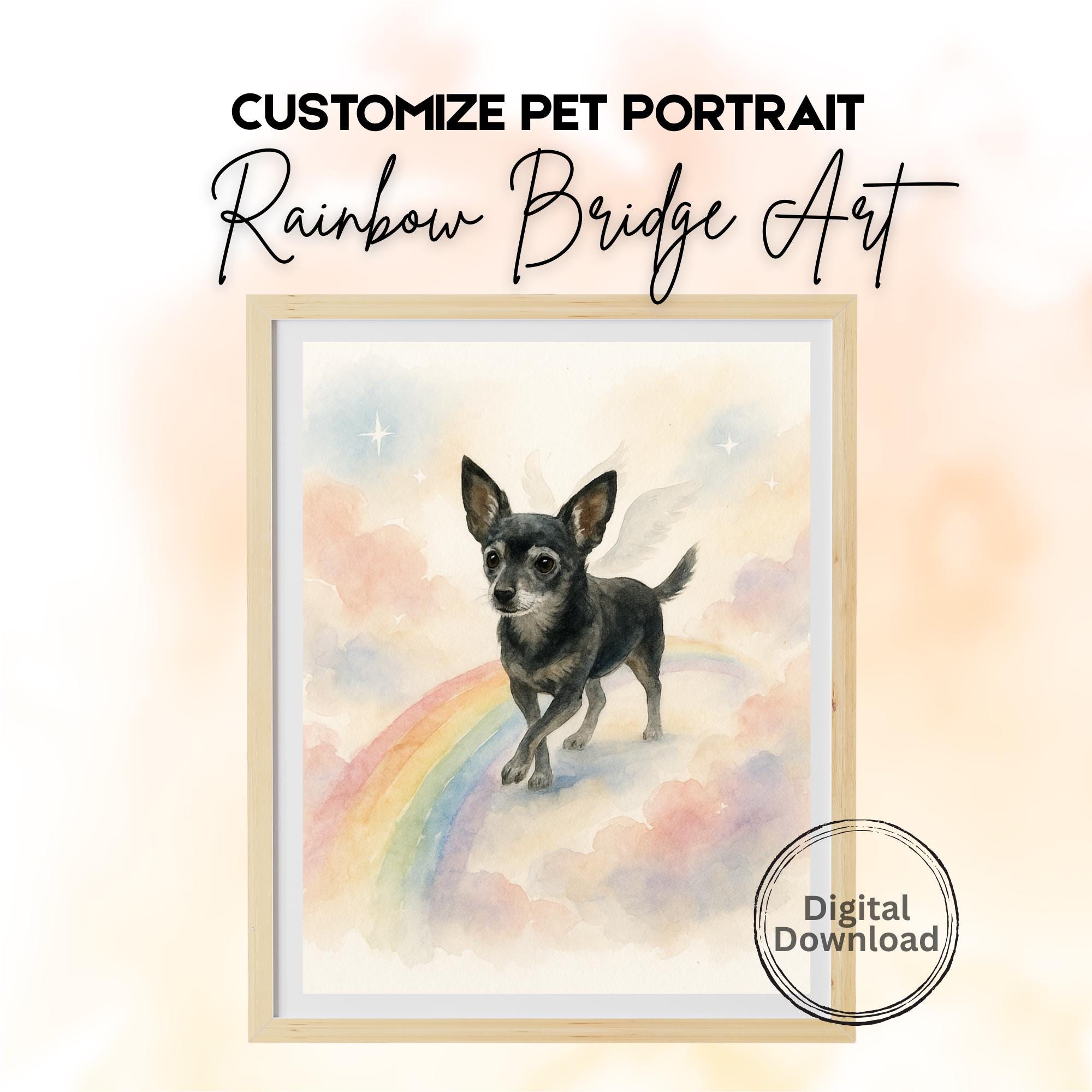 Custom Rainbow Bridge Memorial Pet Portrait | Personalized Pet ...