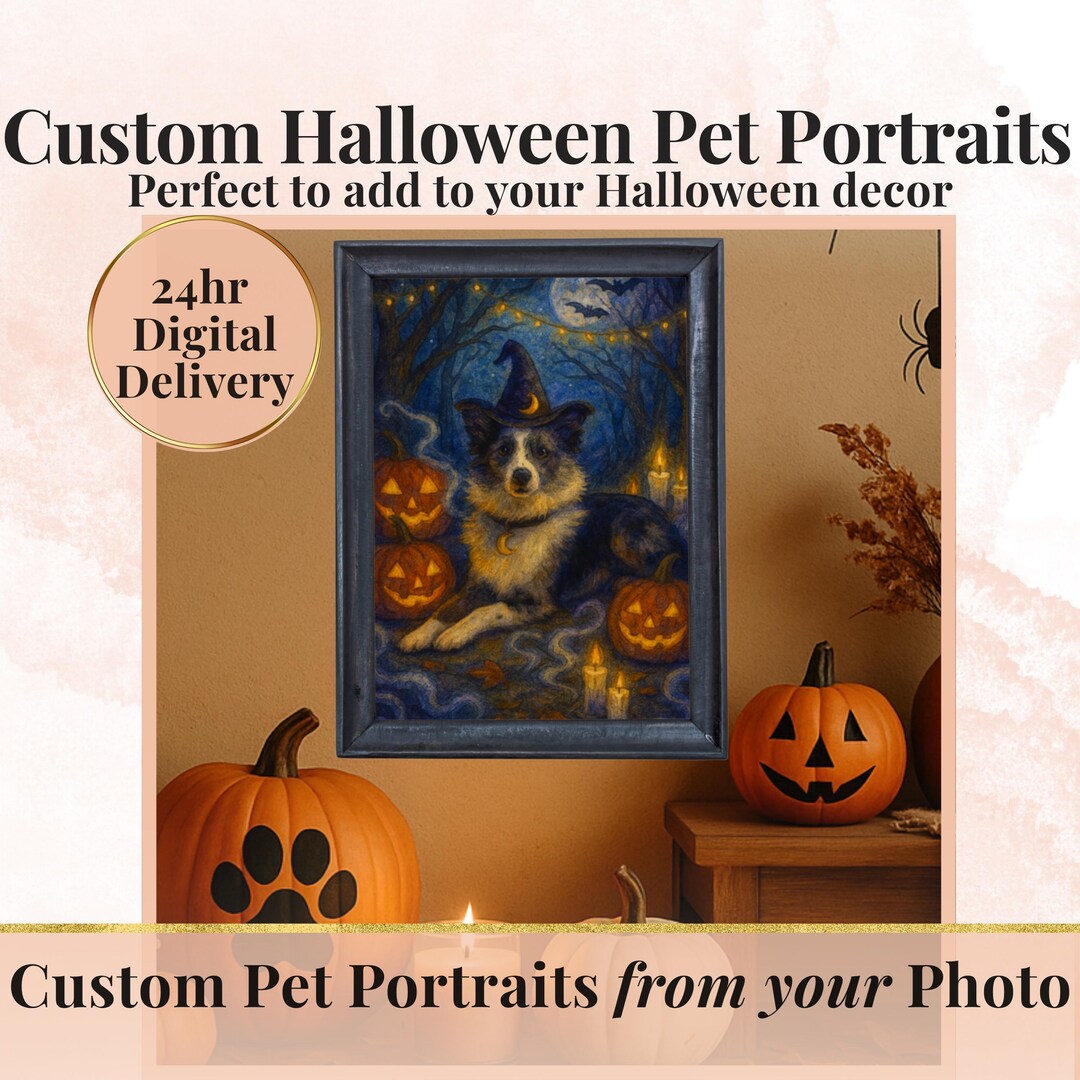Custom Halloween Pet Portrait: Spooky Watercolor Costume Digital Art ...