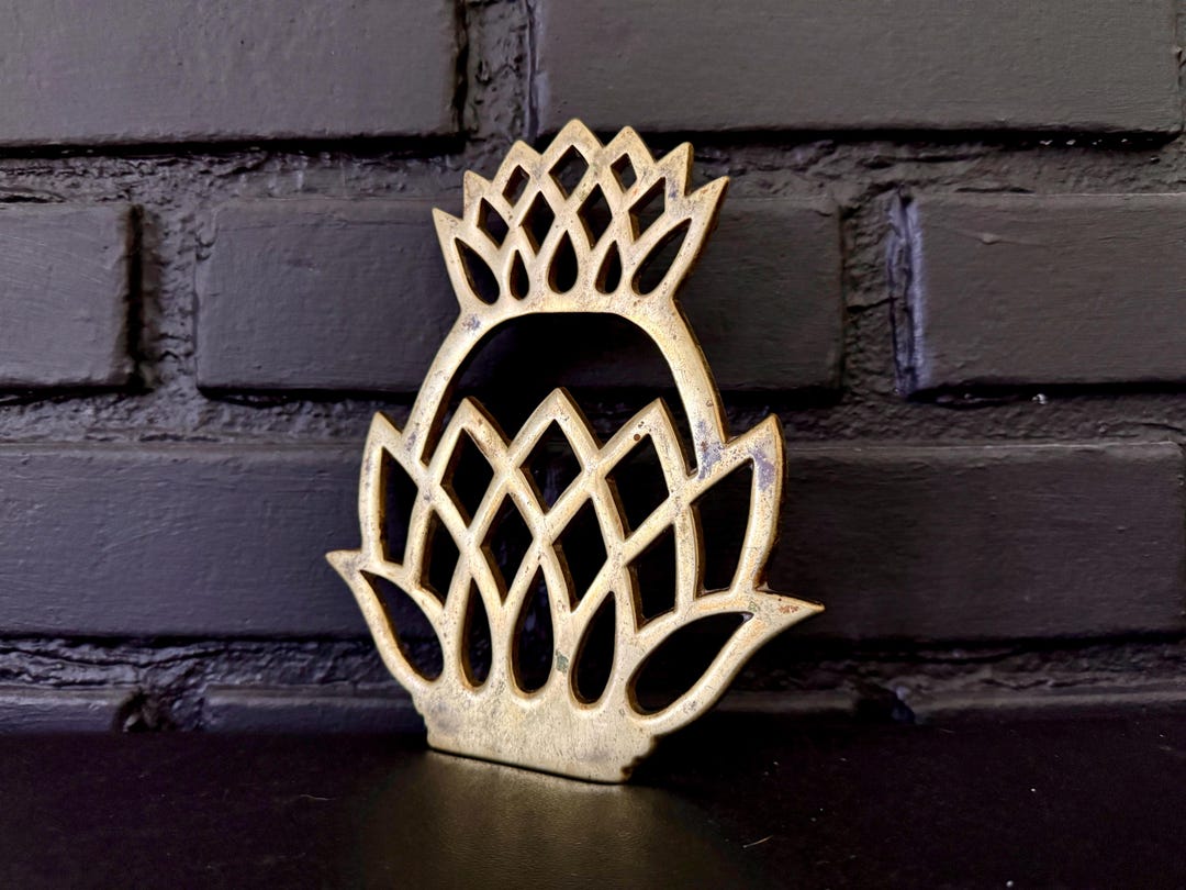 1976 Vintage Solid Brass Pineapple Trivet Virginia Metalcrafters 10-46 ...