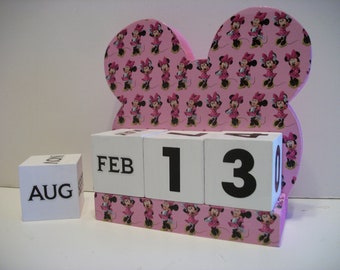 Minnie Mouse Inspired Calendar Perpetual Wood Block Minnie | Etsy