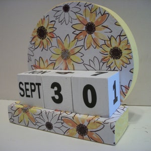Yellow Flowers Calendar Perpetual Wood Block Yellow Flower - Etsy