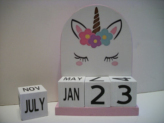 Unicorn Calendar Perpetual Wood Block Unicorn Decor | Etsy