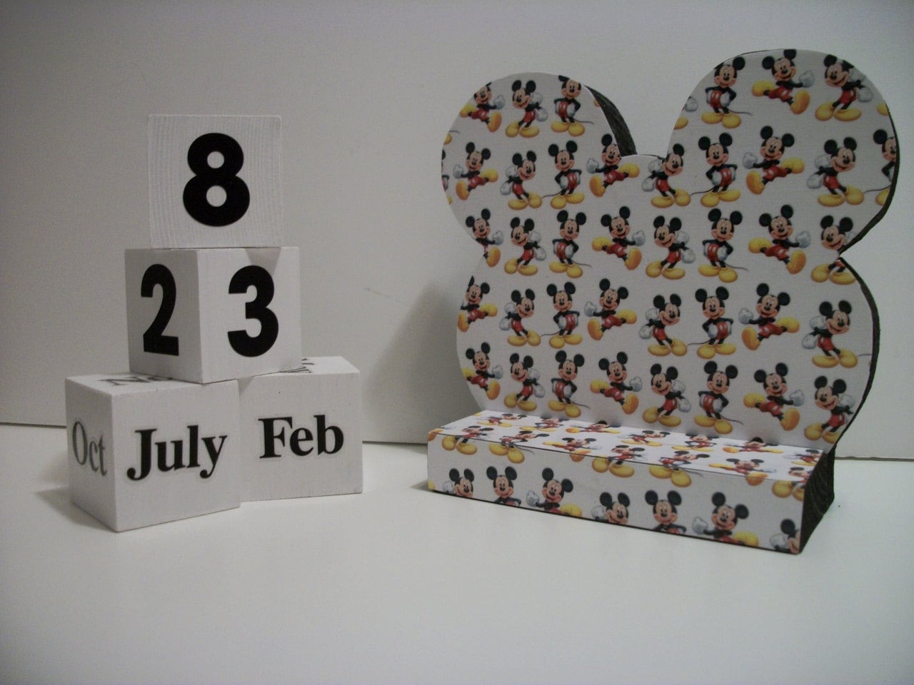 Mickey Mouse Inspired Calendar Perpetual Wood Block Mickey | Etsy