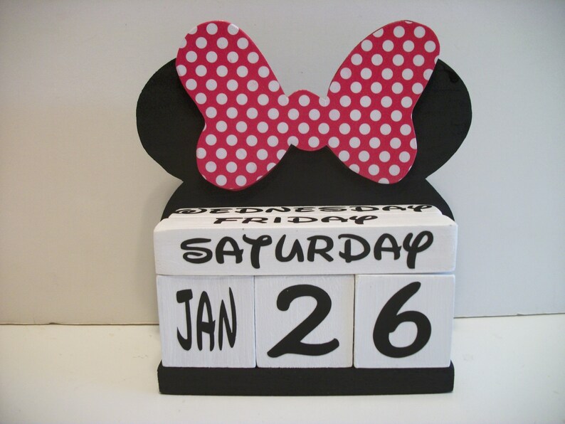 Minnie Mouse Inspired Calendar Perpetual Wood Block Minnie - Etsy