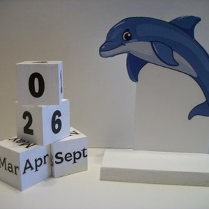 Dolphin Calendar Perpetual Wood Block Dolphin Decor - Etsy