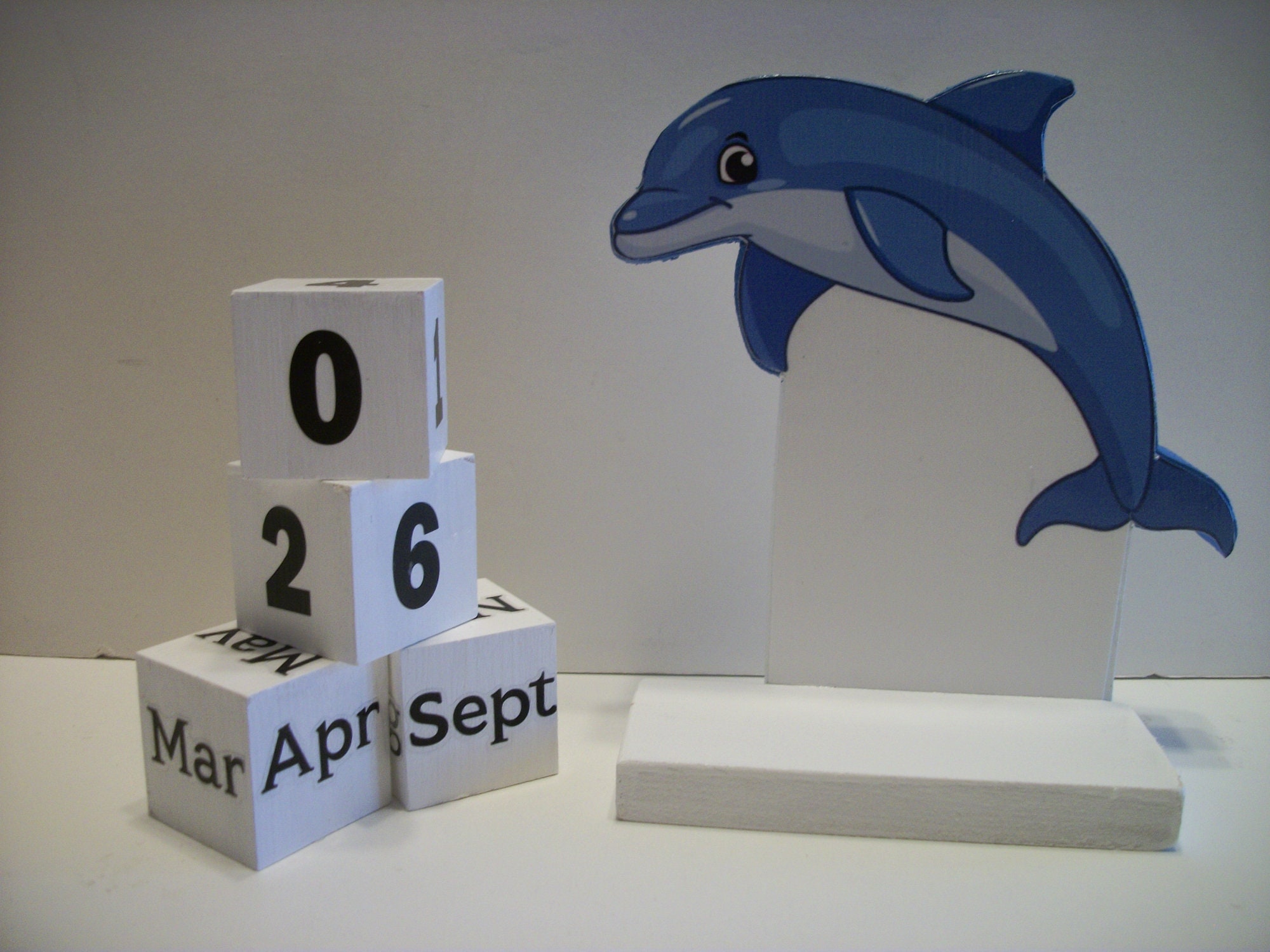 Dolphin Calendar Perpetual Wood Block Dolphin Decor | Etsy