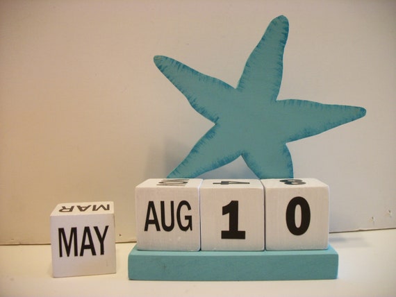 Star-fish Calendar Perpetual Wood Block Star Fish Beach Decor - Etsy