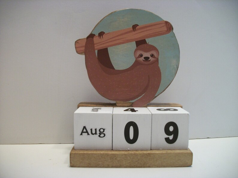 Sloth Calendar Perpetual Wood Block Calendar - Etsy