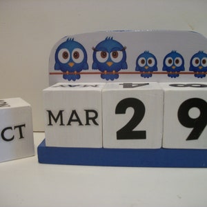 Bird Family Calendar Perpetual Wood Block Bird Decor - Etsy