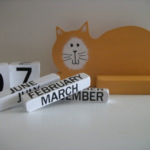 Cat Calendar Perpetual Wood Block Yellow Gold Cat Decor - Etsy