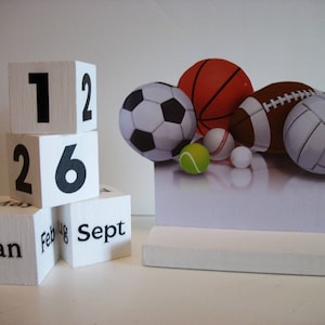 Multi Sports Calendar Perpetual Wood Block Calendar Football Baseball ...