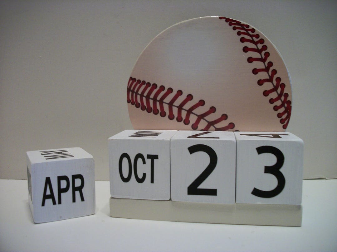 Baseball Calendar Perpetual Wood Block Calendar Baseball Theme Decor - Etsy