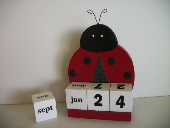Ladybug Calendar Perpetual Wood Block Red Ladybug Decor - Etsy