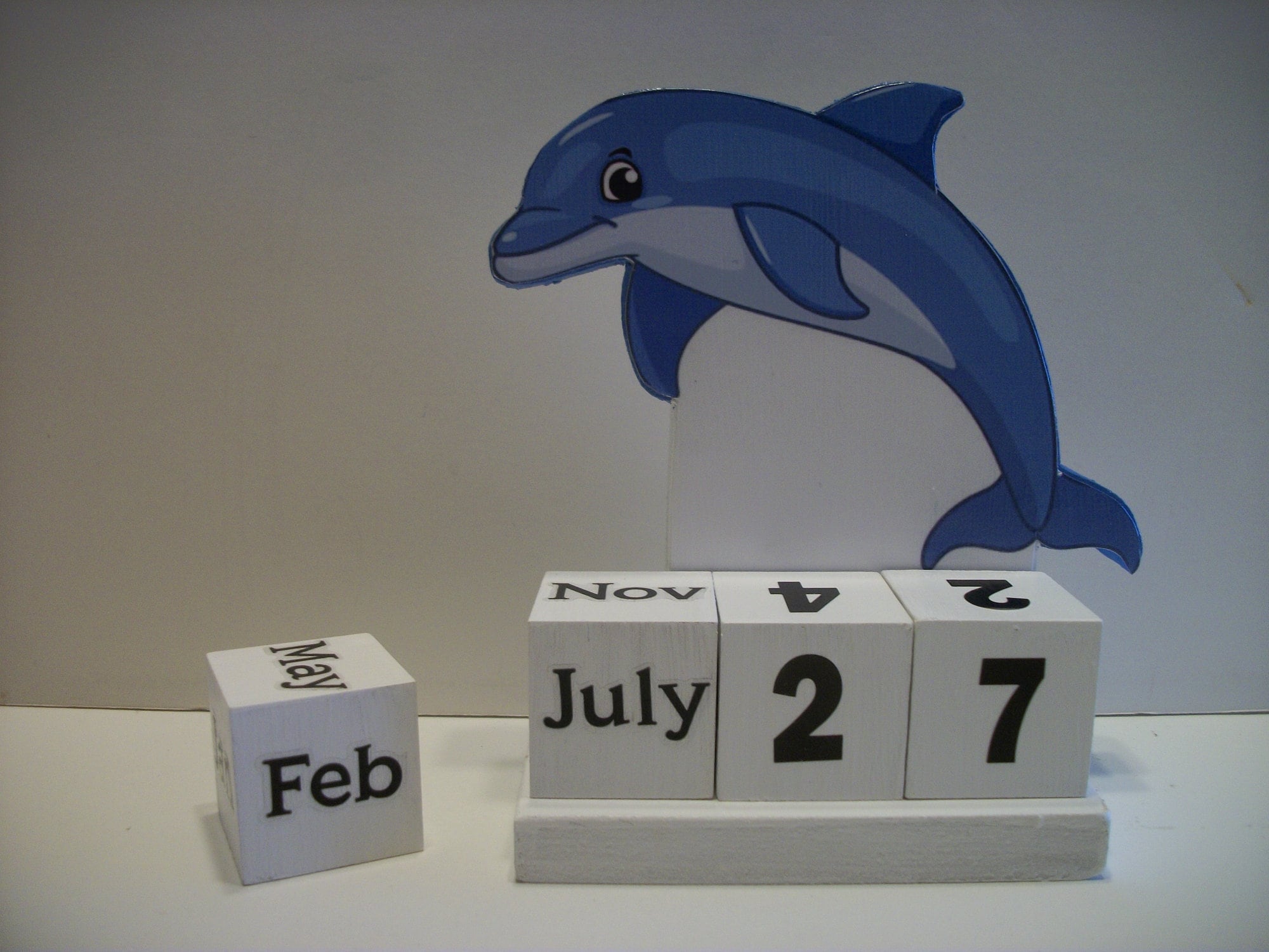 Dolphin Calendar Perpetual Wood Block Dolphin Decor | Etsy