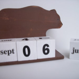 Bear Calendar Perpetual Wood Block Rustic Primitive Brown Bear Decor - Etsy