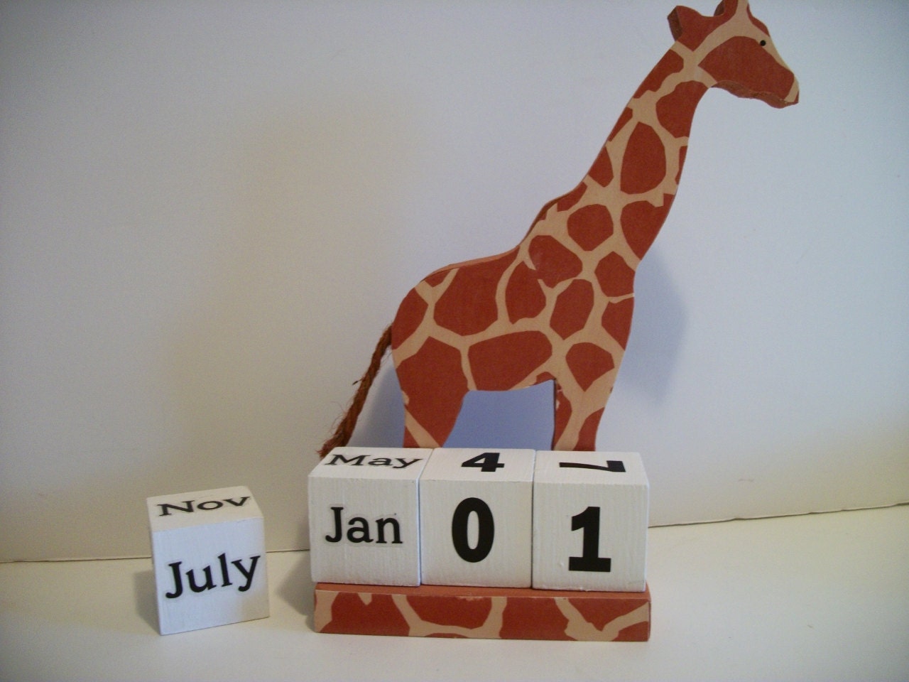 Giraffe Calendar Perpetual Wood Block Giraffe Decor | Etsy