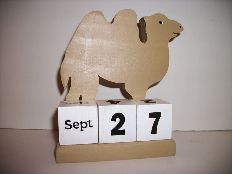 Camel Calendar Perpetual Wood Block Camel Decor | Etsy