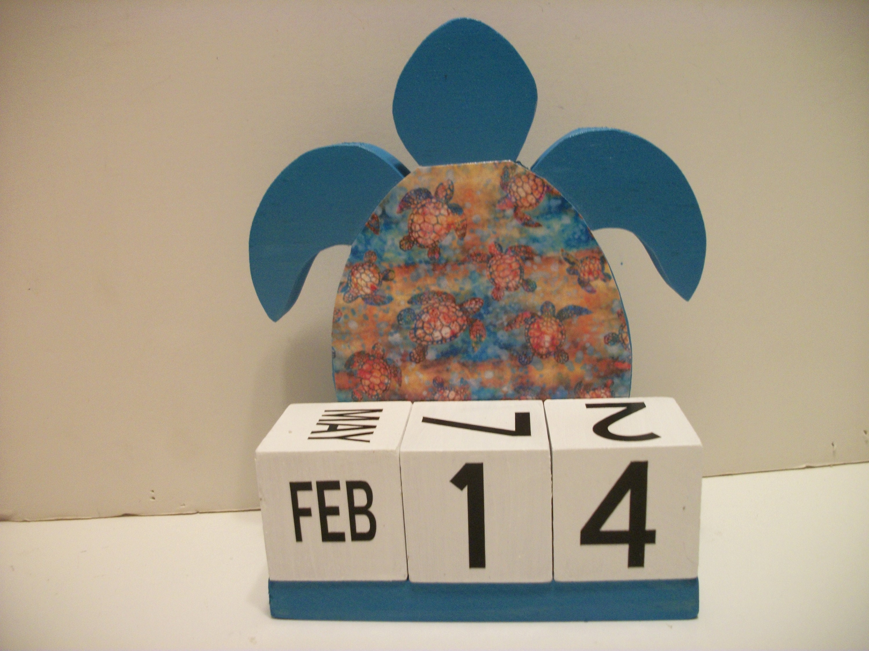 Sea Turtle Calendar Perpetual Wood Block Turtle Decor | Etsy