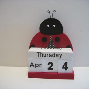 Ladybug Calendar Perpetual Wood Block Red Ladybug Decor - Etsy