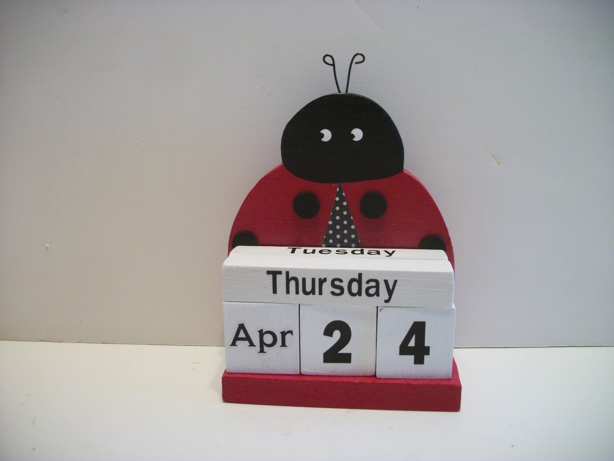 Ladybug Calendar Perpetual Wood Block Red Ladybug Decor - Etsy