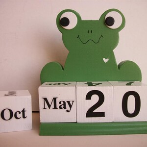 Frog Calendar Perpetual Wood Block Green - Etsy