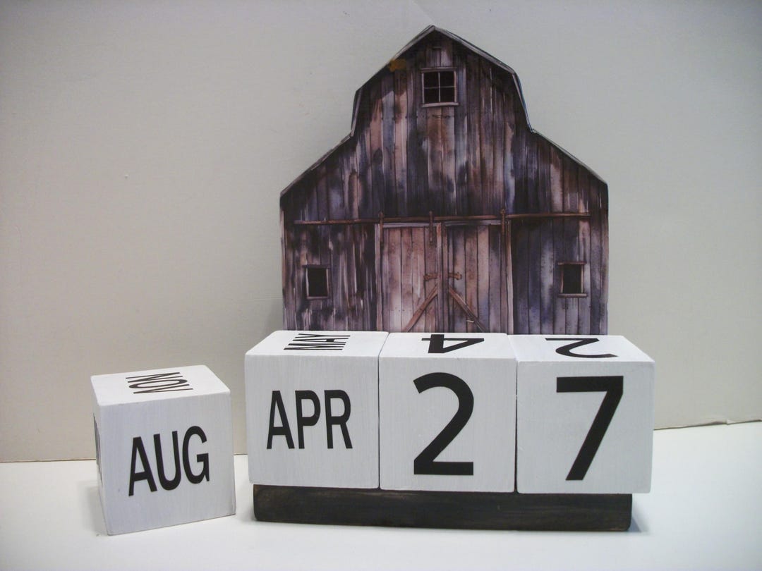 Barn Calendar Perpetual Wood Block Country Farm Barn Decor - Etsy