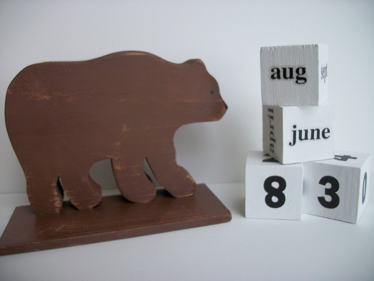 Bear Calendar Perpetual Wood Block Rustic Primitive Brown Bear - Etsy