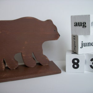 Bear Calendar Perpetual Wood Block Rustic Primitive Brown Bear Decor - Etsy