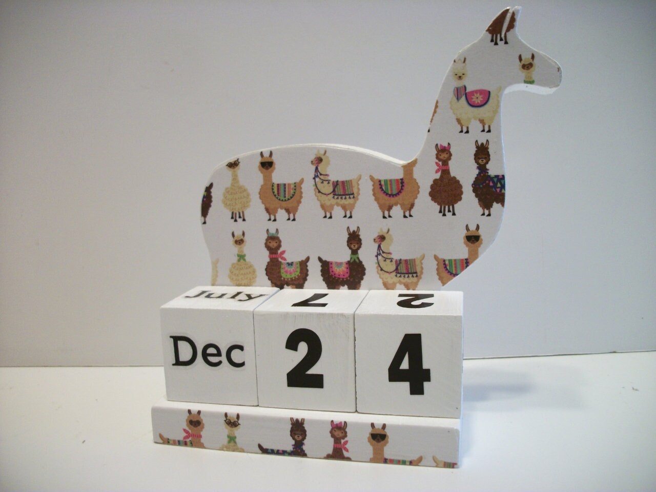 Llama Calendar Perpetual Wood Block Llama Decor | Etsy