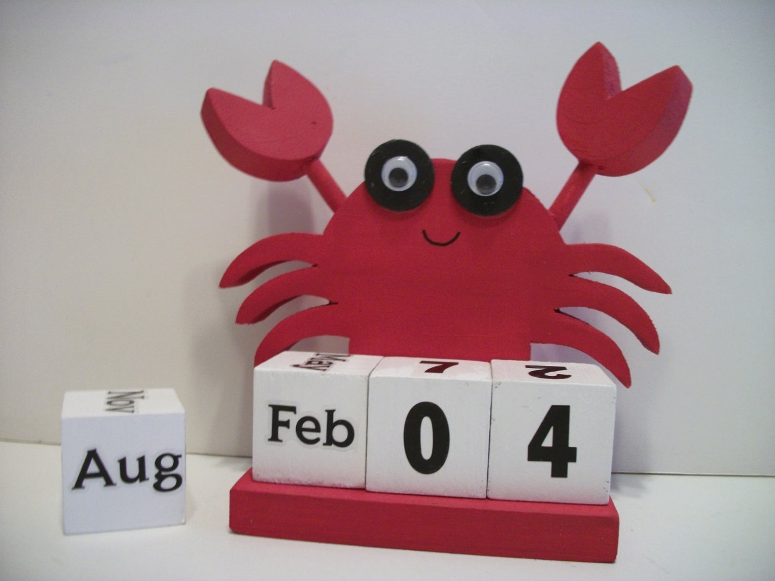 Crab Calendar Perpetual Wood Block Calendar Red Crab Decor - Etsy