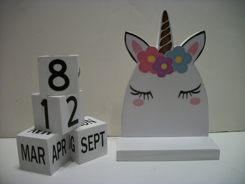 Unicorn Calendar Perpetual Wood Block Unicorn Decor - Etsy