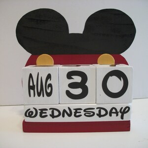 Mickey Mouse Inspired Calendar Perpetual Wood Block Mickey Mouse ...