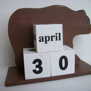 Bear Calendar Perpetual Wood Block Rustic Primitive Brown Bear Decor - Etsy
