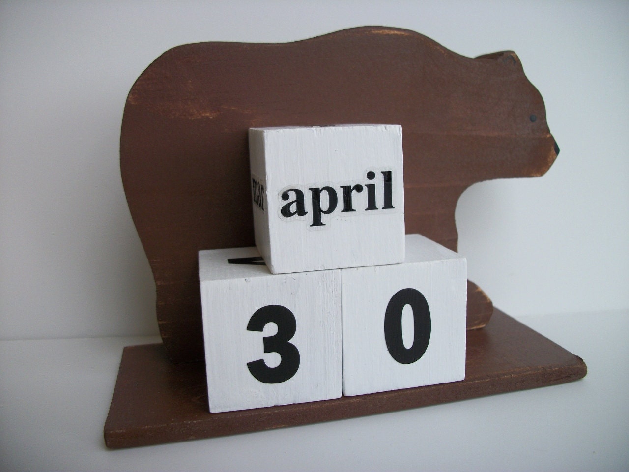 Bear Calendar Perpetual Wood Block Rustic Primitive Brown Bear Decor - Etsy