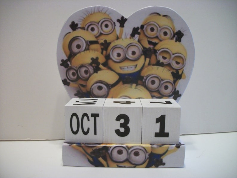 Minions Inspired Calendar Perpetual Wood Block Despicable Me - Etsy