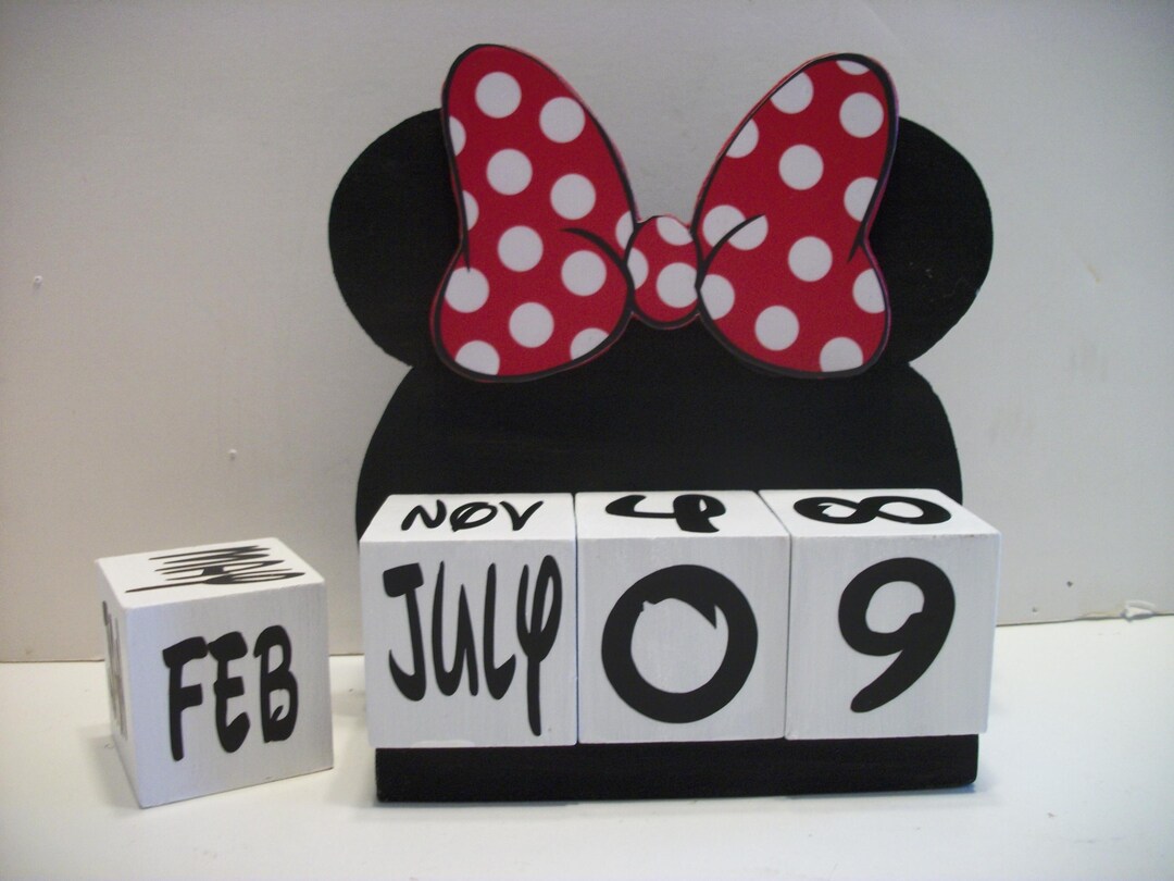 Minnie Mouse Inspired Calendar Perpetual Wood Block Minnie Mouse ...