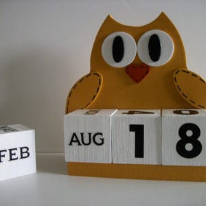 Owl Calendar Perpetual Wood Block Grey Owl Decor - Etsy