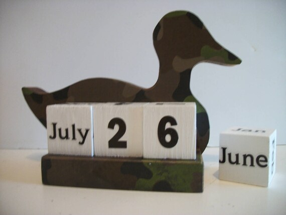 Camouflaged Duck Calendar Perpetual Wood Block Ducktheme Decor | Etsy