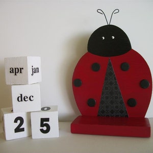 Ladybug Calendar Perpetual Wood Block Red Ladybug Decor - Etsy