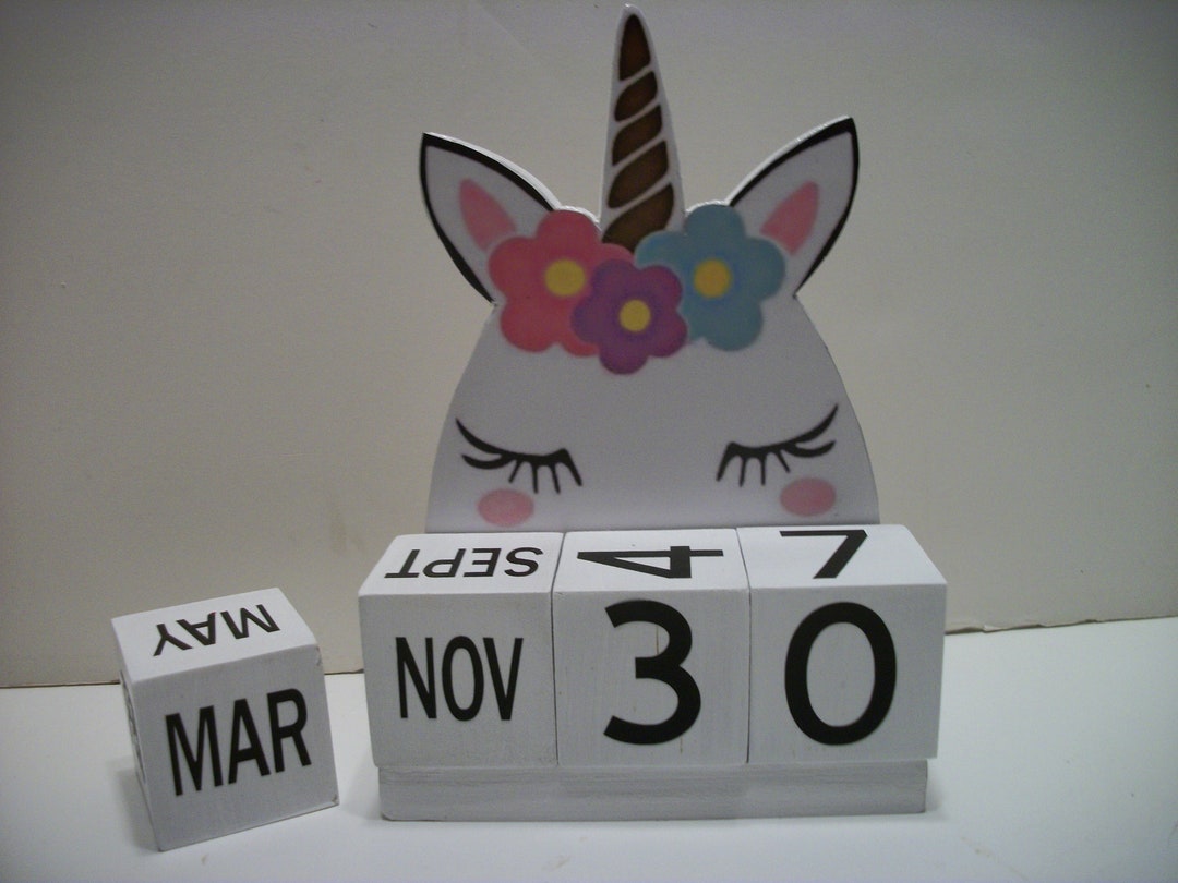 Unicorn Calendar Perpetual Wood Block Unicorn Decor - Etsy