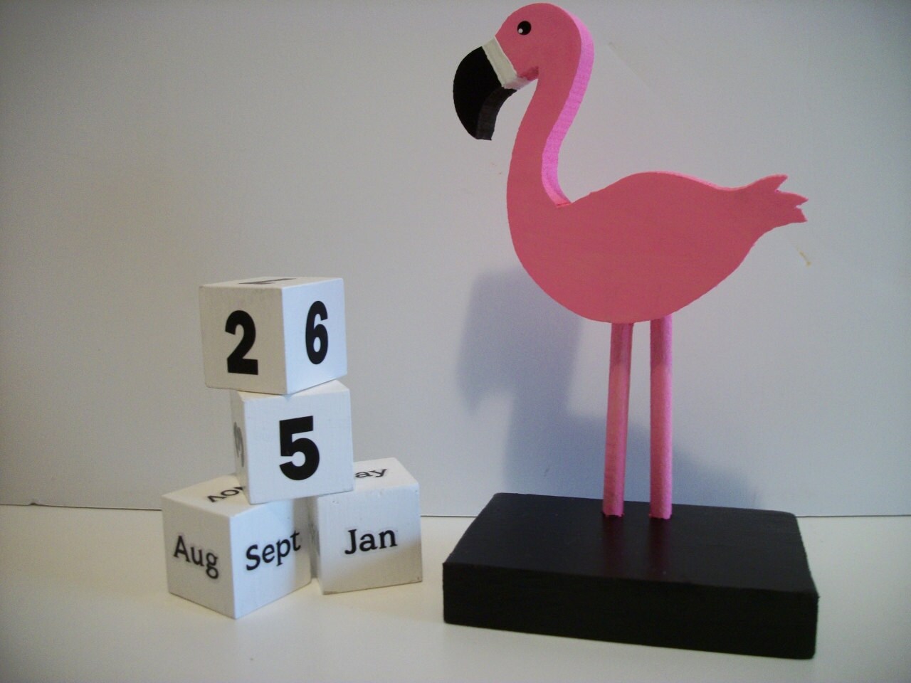 Pink Flamingo Calendar Perpetual Wood Block Pink Flamingo | Etsy