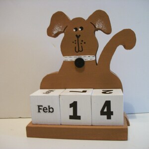 Dog Calendar Perpetual Wood Block Brown - Etsy