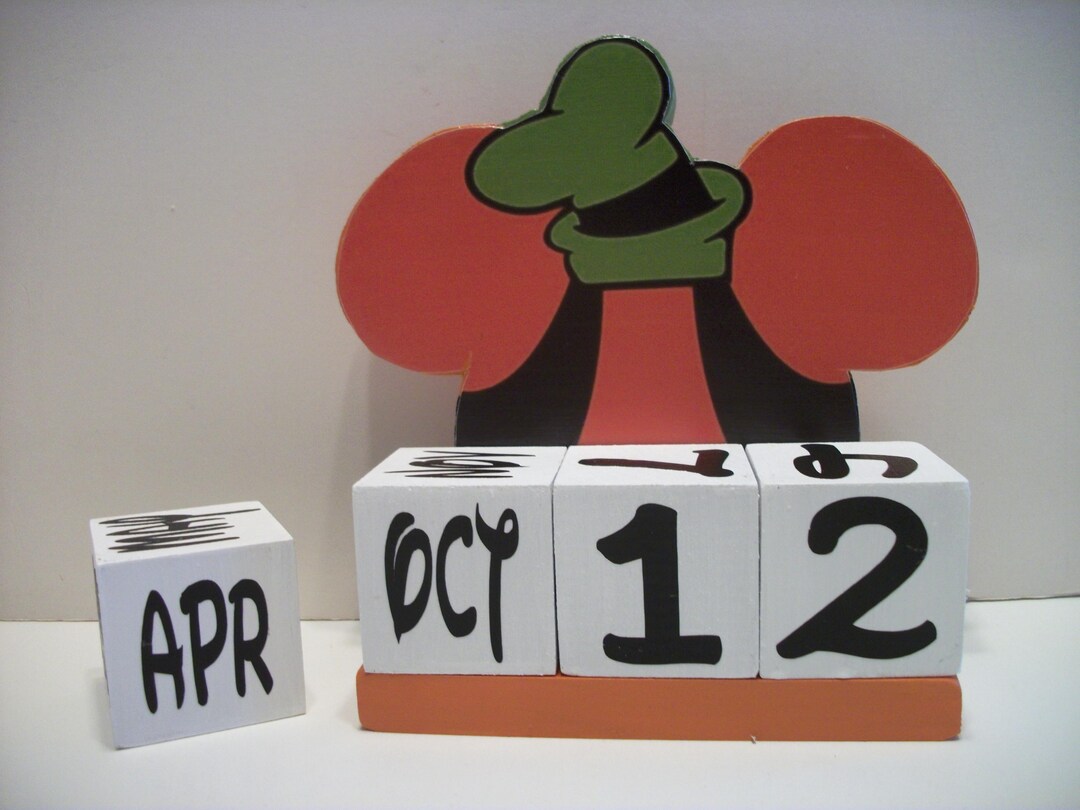 Goofy Inspired Calendar Perpetual Wood Block Goofy Inspired Theme Decor ...