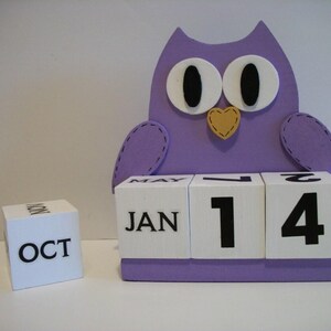 Owl Calendar Perpetual Wood Block Grey Owl Decor - Etsy