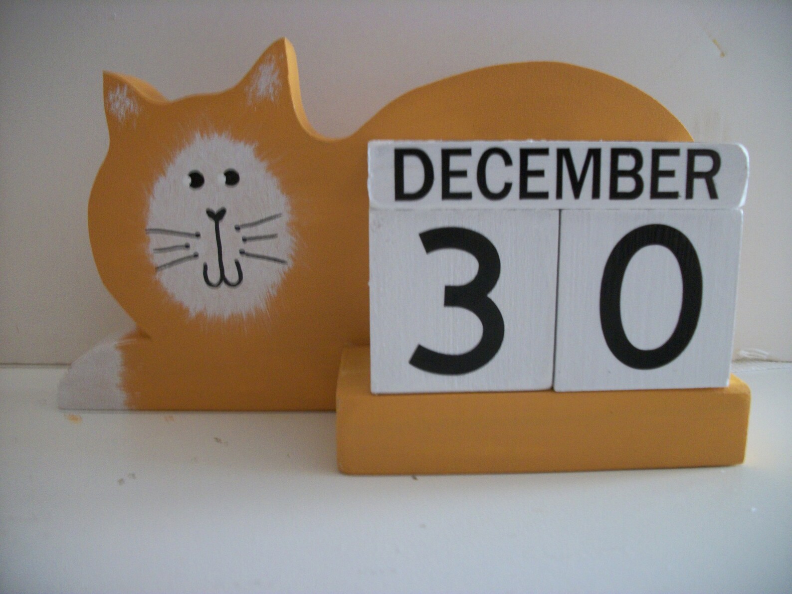 Cat Calendar Perpetual Wood Block Yellow Gold Cat Decor - Etsy