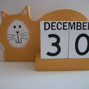 Cat Calendar Perpetual Wood Block Yellow Gold Cat Decor - Etsy