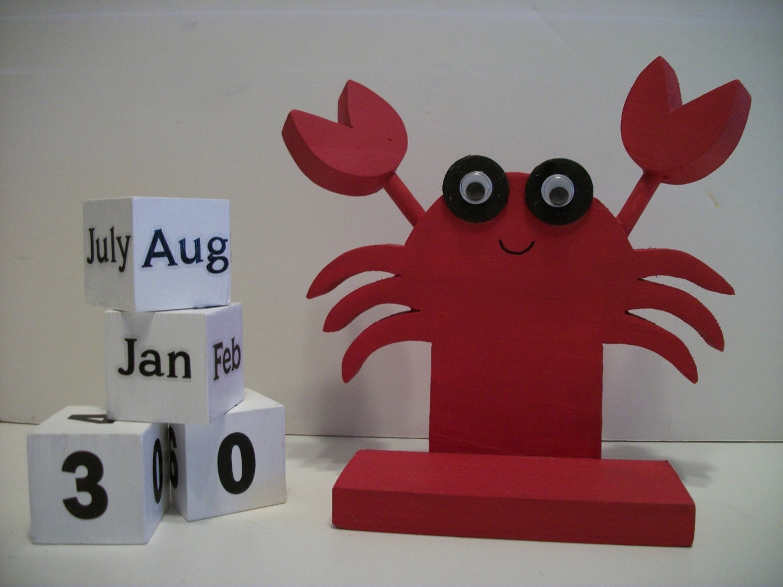 Crab Calendar Perpetual Wood Block Calendar Red Crab Decor - Etsy