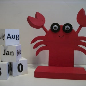 Crab Calendar Perpetual Wood Block Calendar Red Crab Decor - Etsy